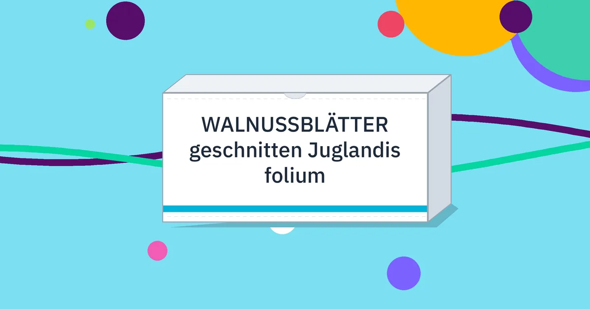 Symbolbild: Packung mit der Aufschrift WALNUSSBLÄTTER geschnitten Juglandis folium (PZN 20954173) – Verfügbarkeit und Bezug in Apotheken in Frankfurt am Main