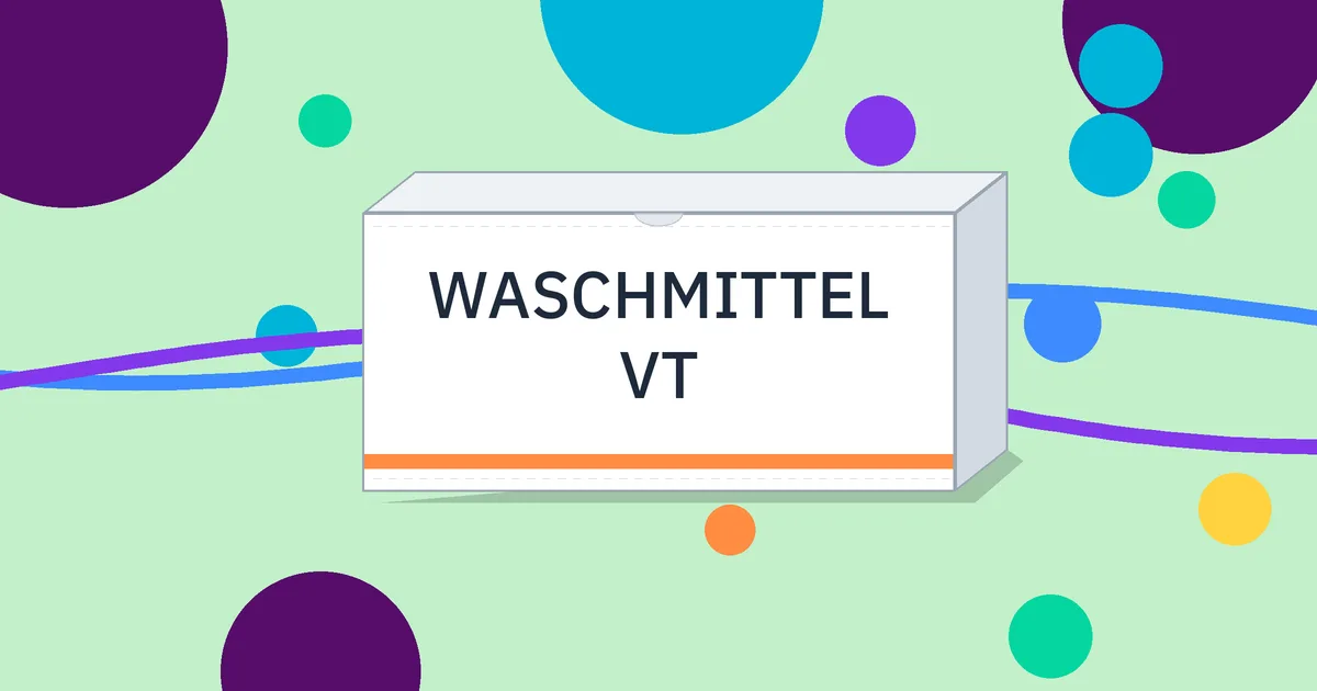 Symbolbild: Packung mit der Aufschrift WASCHMITTEL VT (PZN 06721611) – Verfügbarkeit und Bezug in Apotheken in Frankfurt am Main