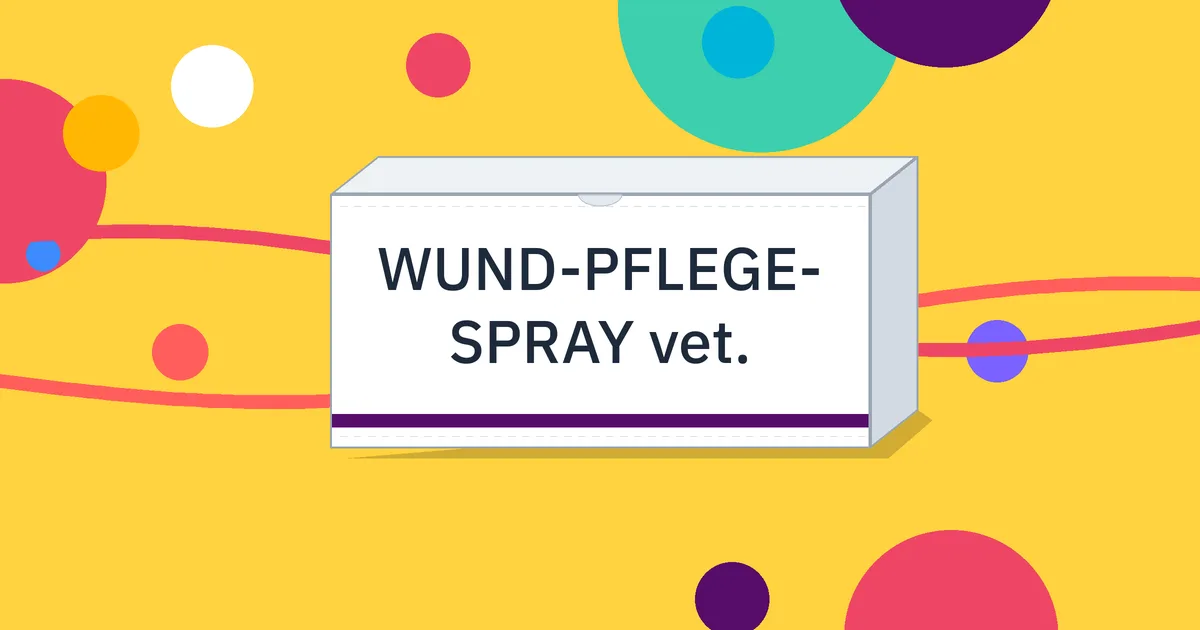Symbolbild: Packung mit der Aufschrift WUND-PFLEGE-SPRAY vet. (PZN 04976146) – Verfügbarkeit und Bezug in Apotheken in Frankfurt am Main