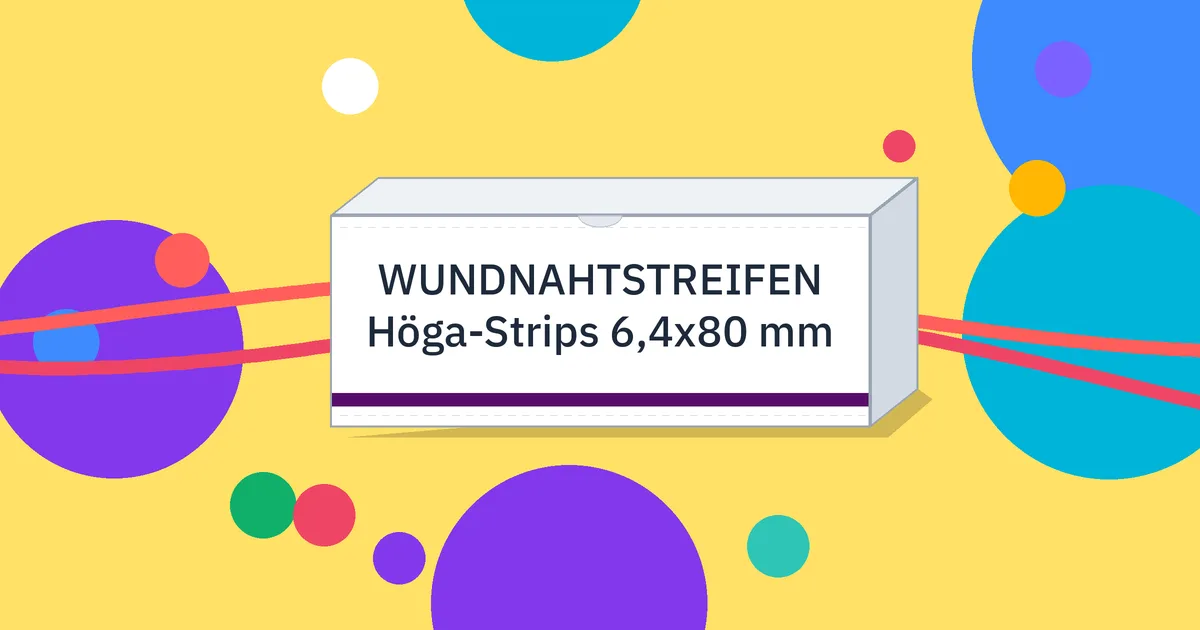 Symbolbild: Packung mit der Aufschrift WUNDNAHTSTREIFEN Höga-Strips 6,4x80 mm (PZN 04513328) – Verfügbarkeit und Bezug in Apotheken in Frankfurt am Main