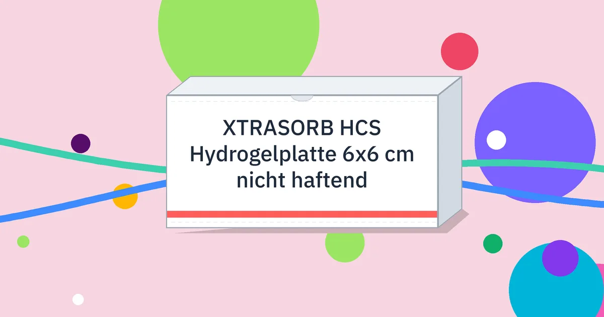 Symbolbild: Packung mit der Aufschrift XTRASORB HCS Hydrogelplatte 6x6 cm nicht haftend (PZN 07645384) – Verfügbarkeit und Bezug in Apotheken in Frankfurt am Main