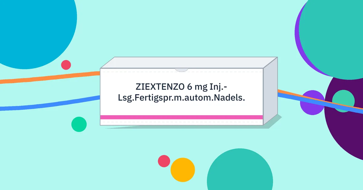 Symbolbild: Packung mit der Aufschrift ZIEXTENZO 6 mg Inj.-Lsg.Fertigspr.m.autom.Nadels. (PZN 15732772) – Verfügbarkeit und Bezug in Apotheken in Frankfurt am Main