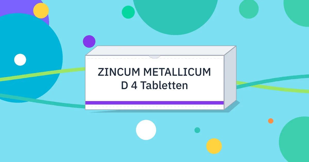 Symbolbild: Packung mit der Aufschrift ZINCUM METALLICUM D 4 Tabletten (PZN 02108500) – Verfügbarkeit und Bezug in Apotheken in Frankfurt am Main