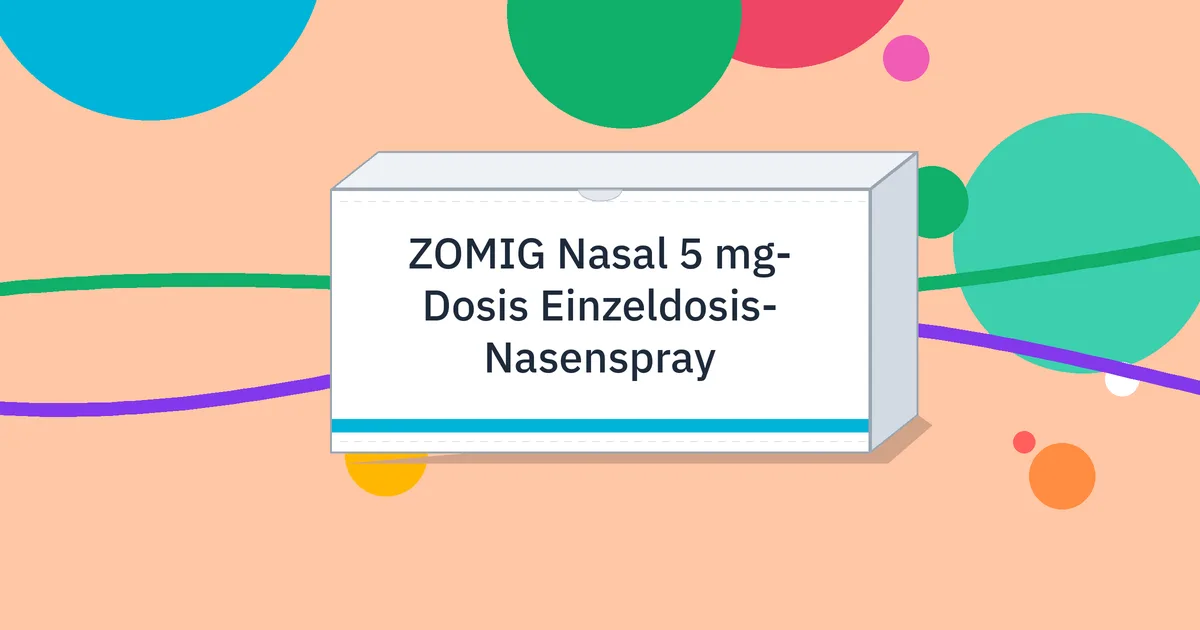 Symbolbild: Packung mit der Aufschrift ZOMIG Nasal 5 mg-Dosis Einzeldosis-Nasenspray (PZN 16812036) – Verfügbarkeit und Bezug in Apotheken in Frankfurt am Main