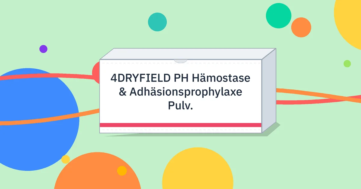 Symbolbild: Packung mit der Aufschrift 4DRYFIELD PH Hämostase & Adhäsionsprophylaxe Pulv. (PZN 16000657) – Verfügbarkeit und Bezug in Apotheken in Frankfurt am Main
