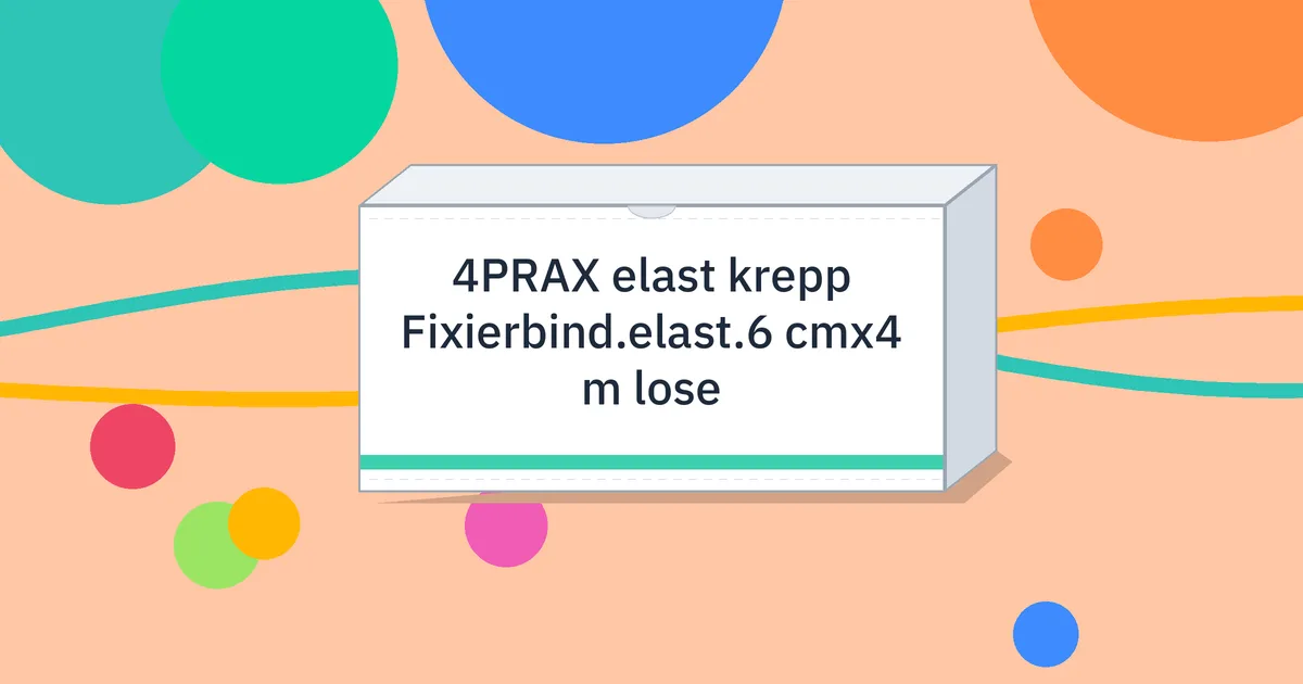 Symbolbild: Packung mit der Aufschrift 4PRAX elast krepp Fixierbind.elast.6 cmx4 m lose (PZN 20230179) – Verfügbarkeit und Bezug in Apotheken in Frankfurt am Main