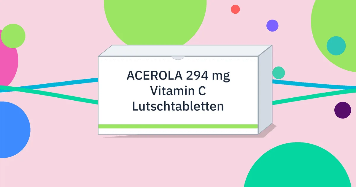 Symbolbild: Packung mit der Aufschrift ACEROLA 294 mg Vitamin C Lutschtabletten (PZN 17908324) – Verfügbarkeit und Bezug in Apotheken in Frankfurt am Main