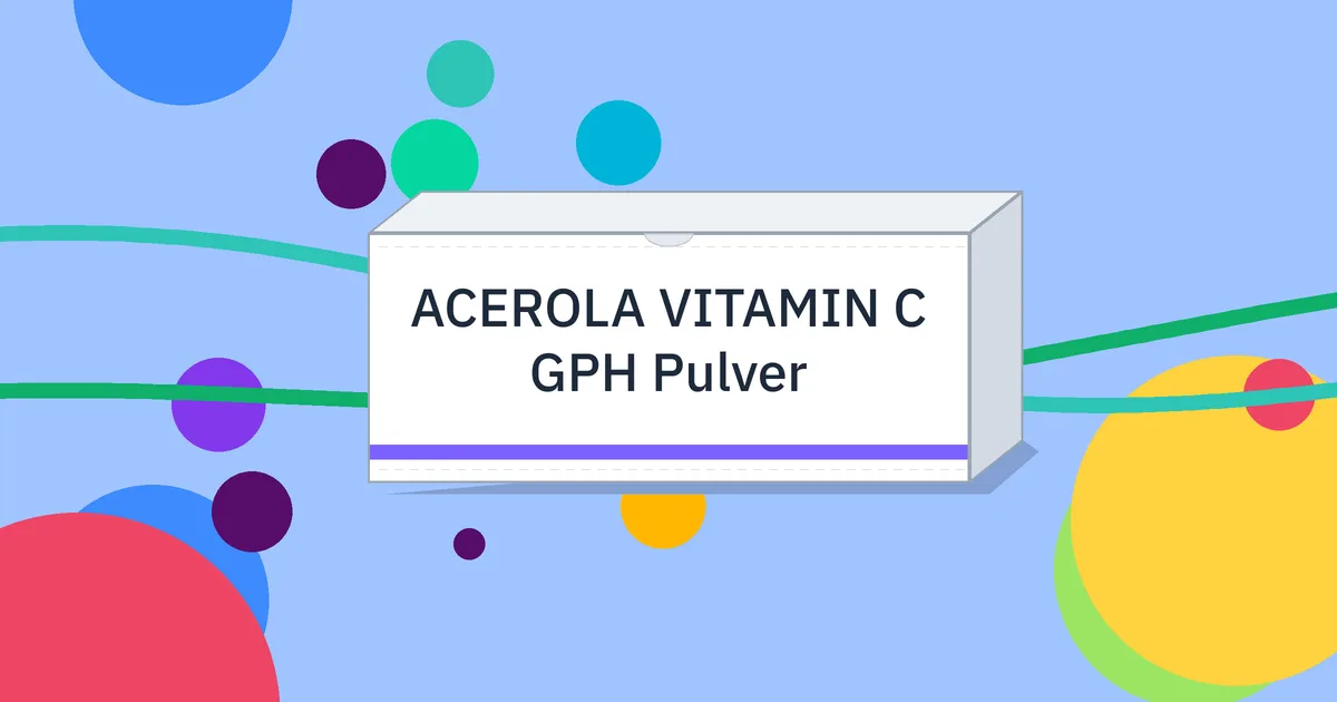 Symbolbild: Packung mit der Aufschrift ACEROLA VITAMIN C GPH Pulver (PZN 10145857) – Verfügbarkeit und Bezug in Apotheken in Frankfurt am Main