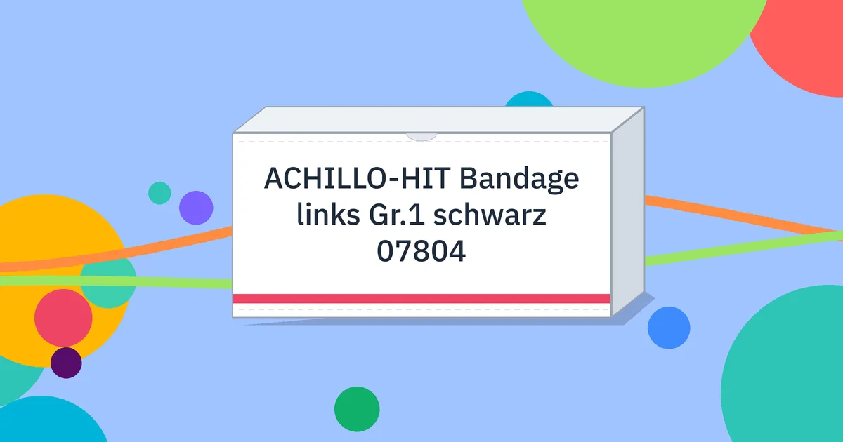 Symbolbild: Packung mit der Aufschrift ACHILLO-HIT Bandage links Gr.1 schwarz 07804 (PZN 02469988) – Verfügbarkeit und Bezug in Apotheken in Frankfurt am Main