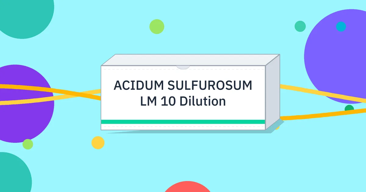 Symbolbild: Packung mit der Aufschrift ACIDUM SULFUROSUM LM 10 Dilution (PZN 13284772) – Verfügbarkeit und Bezug in Apotheken in Frankfurt am Main