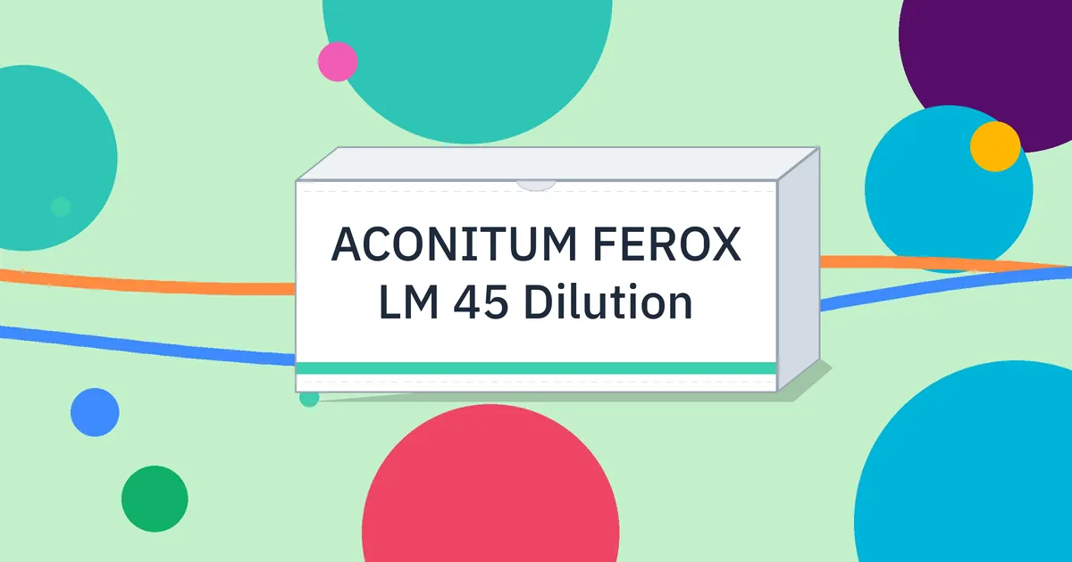 Symbolbild: Packung mit der Aufschrift ACONITUM FEROX LM 45 Dilution (PZN 13291080) – Verfügbarkeit und Bezug in Apotheken in Frankfurt am Main