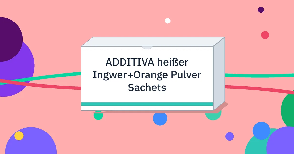 Symbolbild: Packung mit der Aufschrift ADDITIVA heißer Ingwer+Orange Pulver Sachets (PZN 10627562) – Verfügbarkeit und Bezug in Apotheken in Frankfurt am Main