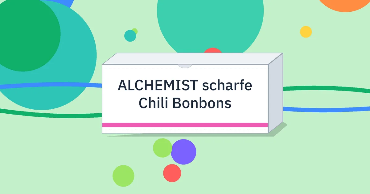 Symbolbild: Packung mit der Aufschrift ALCHEMIST scharfe Chili Bonbons (PZN 11531054) – Verfügbarkeit und Bezug in Apotheken in Frankfurt am Main
