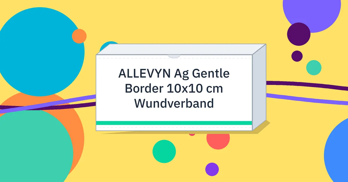 Symbolbild: Packung mit der Aufschrift ALLEVYN Ag Gentle Border 10x10 cm Wundverband (PZN 10999513) – Verfügbarkeit und Bezug in Apotheken in Frankfurt am Main