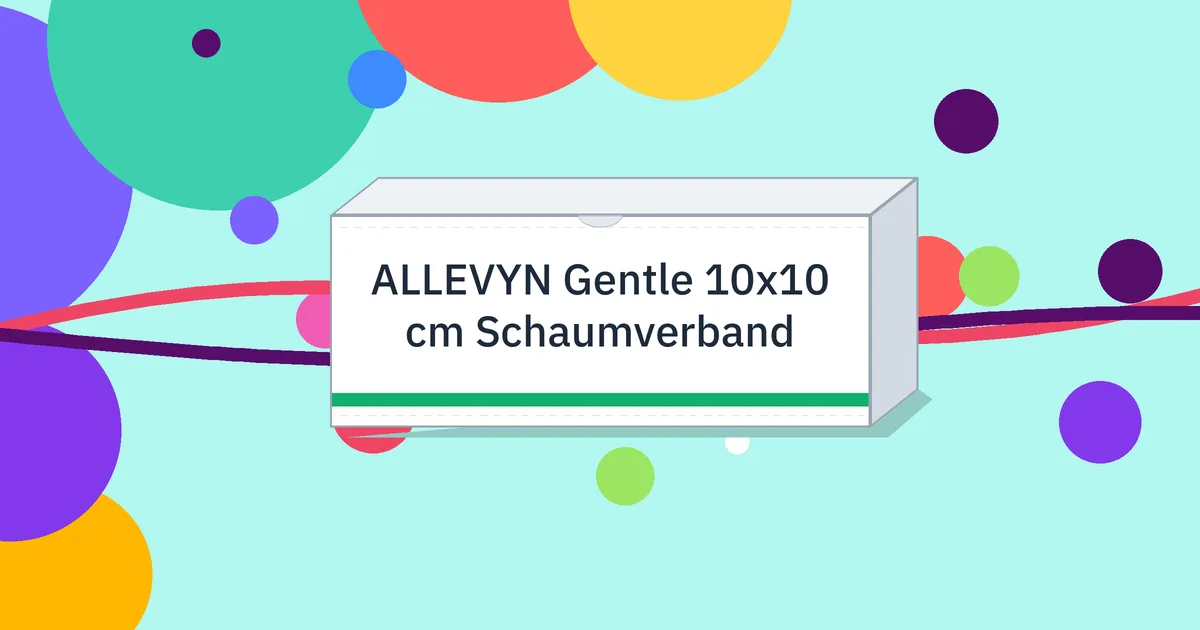 Symbolbild: Packung mit der Aufschrift ALLEVYN Gentle 10x10 cm Schaumverband (PZN 12600202) – Verfügbarkeit und Bezug in Apotheken in Frankfurt am Main