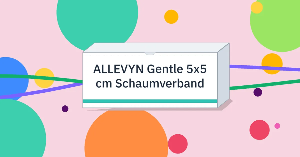 Symbolbild: Packung mit der Aufschrift ALLEVYN Gentle 5x5 cm Schaumverband (PZN 17502390) – Verfügbarkeit und Bezug in Apotheken in Frankfurt am Main