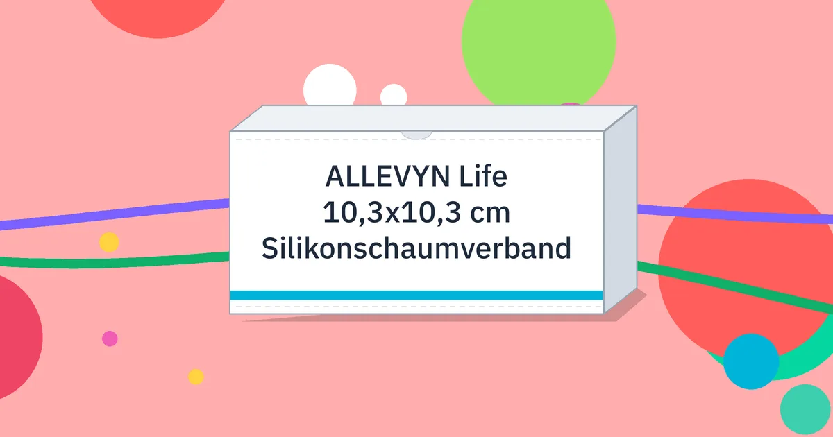 Symbolbild: Packung mit der Aufschrift ALLEVYN Life 10,3x10,3 cm Silikonschaumverband (PZN 18736440) – Verfügbarkeit und Bezug in Apotheken in Frankfurt am Main