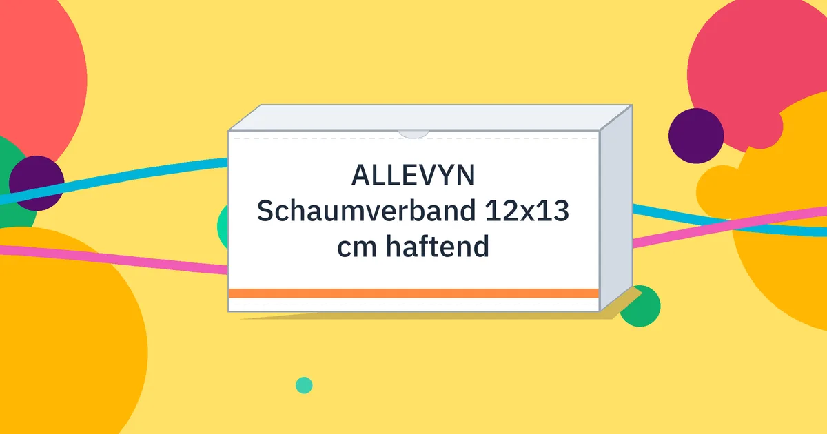 Symbolbild: Packung mit der Aufschrift ALLEVYN Schaumverband 12x13 cm haftend (PZN 19698322) – Verfügbarkeit und Bezug in Apotheken in Frankfurt am Main