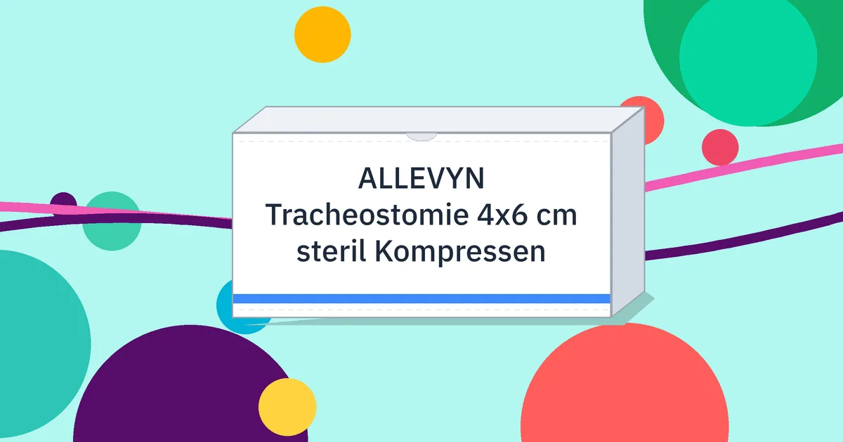 Symbolbild: Packung mit der Aufschrift ALLEVYN Tracheostomie 4x6 cm steril Kompressen (PZN 16327128) – Verfügbarkeit und Bezug in Apotheken in Frankfurt am Main