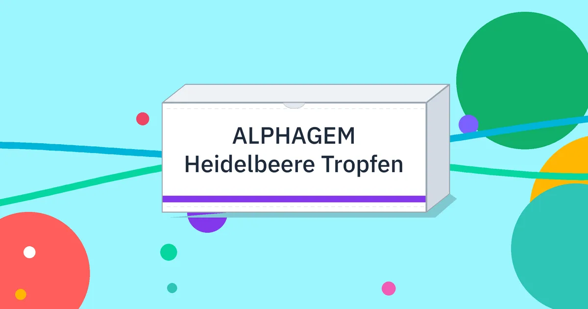 Symbolbild: Packung mit der Aufschrift ALPHAGEM Heidelbeere Tropfen (PZN 20297723) – Verfügbarkeit und Bezug in Apotheken in Frankfurt am Main