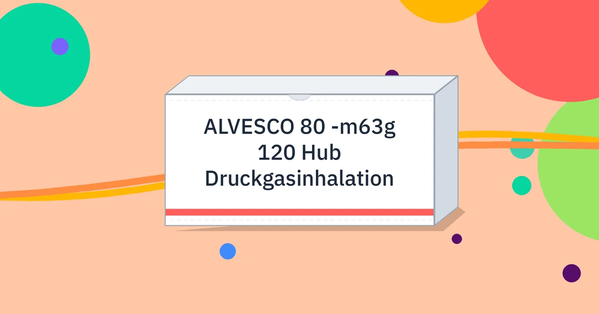 Symbolbild: Packung mit der Aufschrift ALVESCO 80 -m63g 120 Hub Druckgasinhalation (PZN 19659977) – Verfügbarkeit und Bezug in Apotheken in Frankfurt am Main