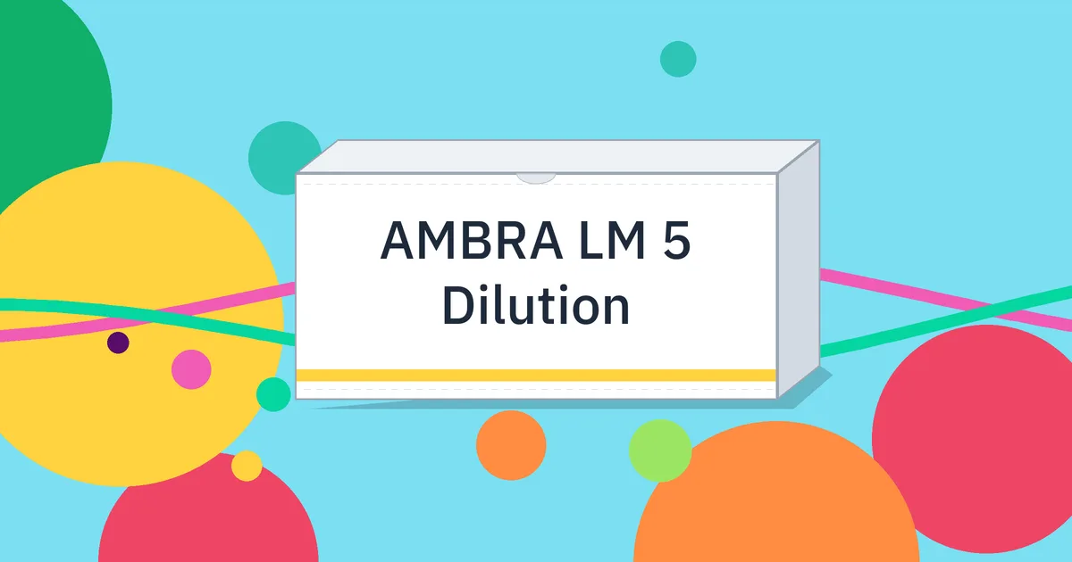 Symbolbild: Packung mit der Aufschrift AMBRA LM 5 Dilution (PZN 12759724) – Verfügbarkeit und Bezug in Apotheken in Frankfurt am Main