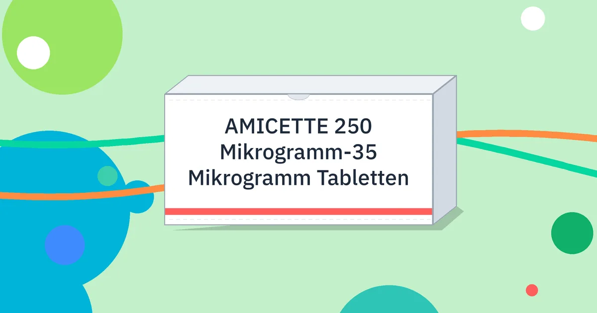 Symbolbild: Packung mit der Aufschrift AMICETTE 250 Mikrogramm-35 Mikrogramm Tabletten (PZN 03192075) – Verfügbarkeit und Bezug in Apotheken in Frankfurt am Main