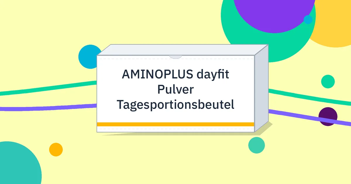 Symbolbild: Packung mit der Aufschrift AMINOPLUS dayfit Pulver Tagesportionsbeutel (PZN 18853387) – Verfügbarkeit und Bezug in Apotheken in Frankfurt am Main