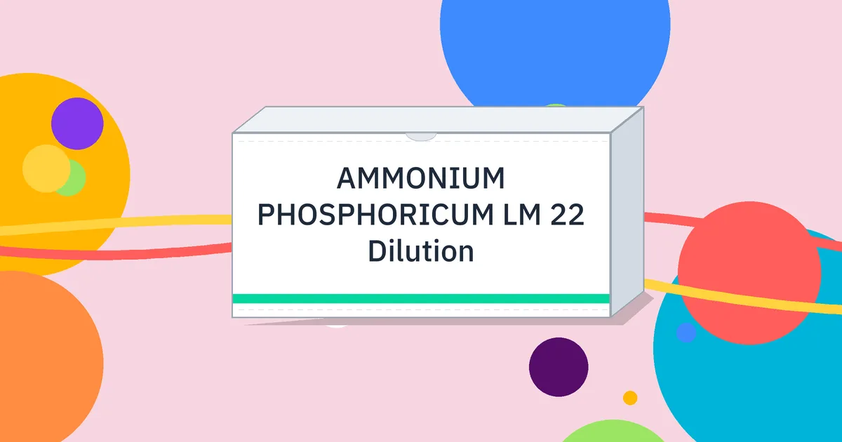 Symbolbild: Packung mit der Aufschrift AMMONIUM PHOSPHORICUM LM 22 Dilution (PZN 13322395) – Verfügbarkeit und Bezug in Apotheken in Frankfurt am Main