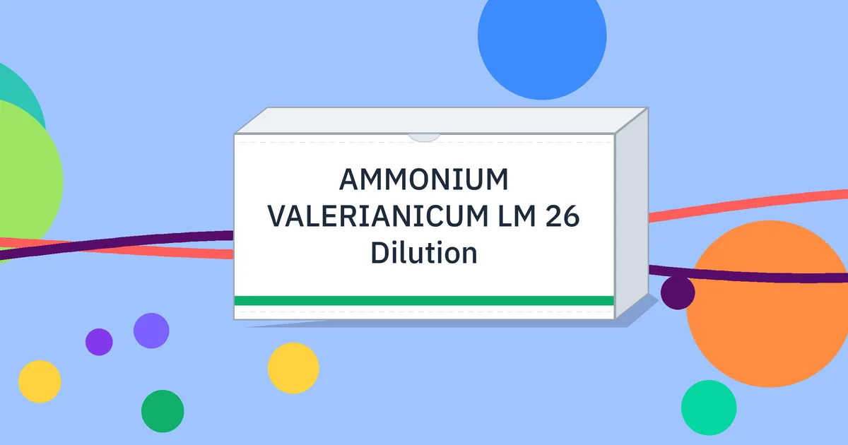 Symbolbild: Packung mit der Aufschrift AMMONIUM VALERIANICUM LM 26 Dilution (PZN 13323845) – Verfügbarkeit und Bezug in Apotheken in Frankfurt am Main