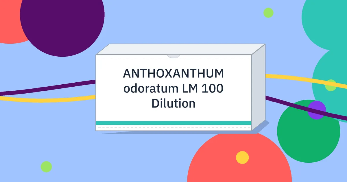 Symbolbild: Packung mit der Aufschrift ANTHOXANTHUM odoratum LM 100 Dilution (PZN 13370129) – Verfügbarkeit und Bezug in Apotheken in Frankfurt am Main