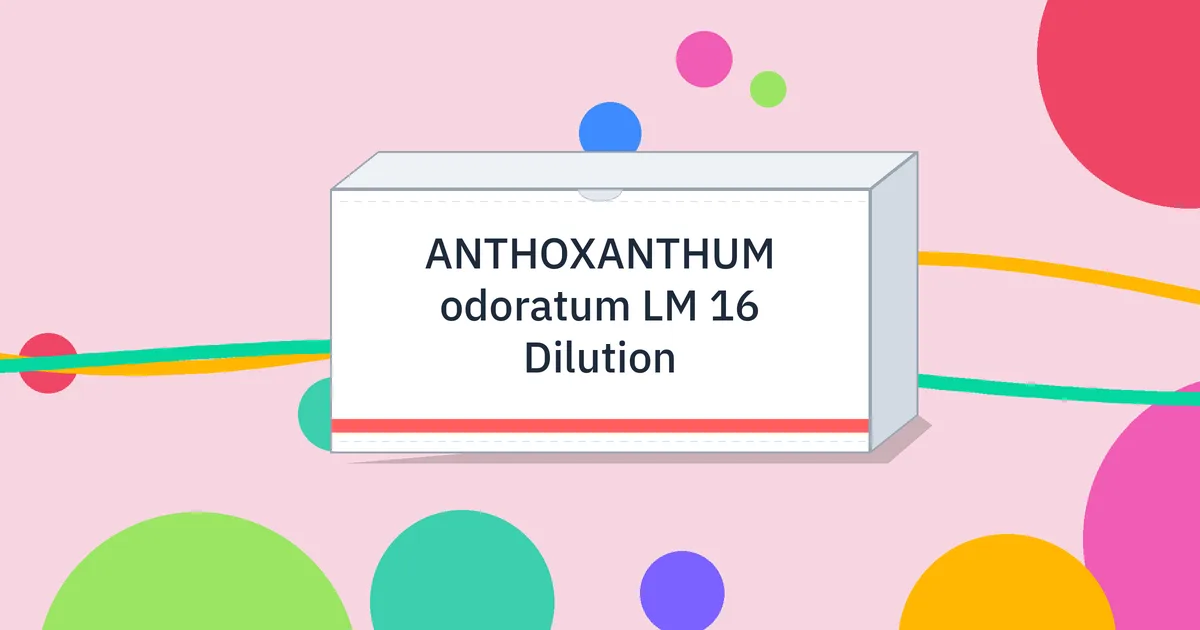 Symbolbild: Packung mit der Aufschrift ANTHOXANTHUM odoratum LM 16 Dilution (PZN 13369882) – Verfügbarkeit und Bezug in Apotheken in Frankfurt am Main