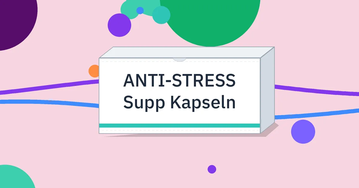 Symbolbild: Packung mit der Aufschrift ANTI-STRESS Supp Kapseln (PZN 20651018) – Verfügbarkeit und Bezug in Apotheken in Frankfurt am Main