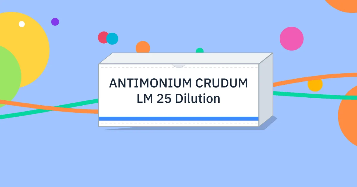 Symbolbild: Packung mit der Aufschrift ANTIMONIUM CRUDUM LM 25 Dilution (PZN 12763938) – Verfügbarkeit und Bezug in Apotheken in Frankfurt am Main