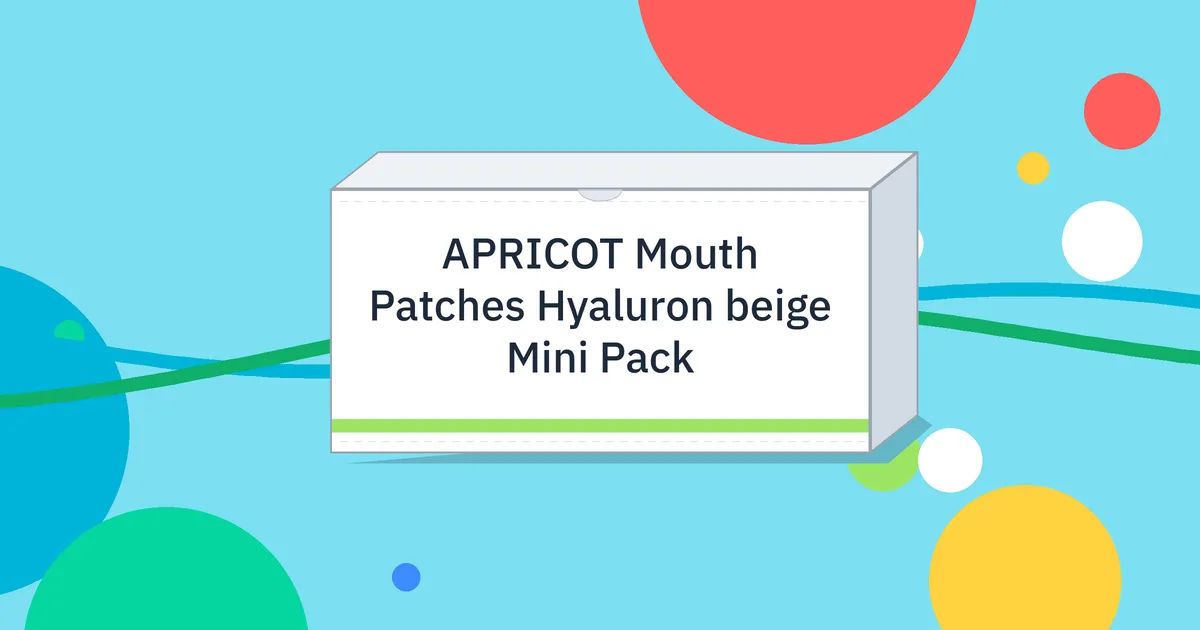 Symbolbild: Packung mit der Aufschrift APRICOT Mouth Patches Hyaluron beige Mini Pack (PZN 17419424) – Verfügbarkeit und Bezug in Apotheken in Frankfurt am Main
