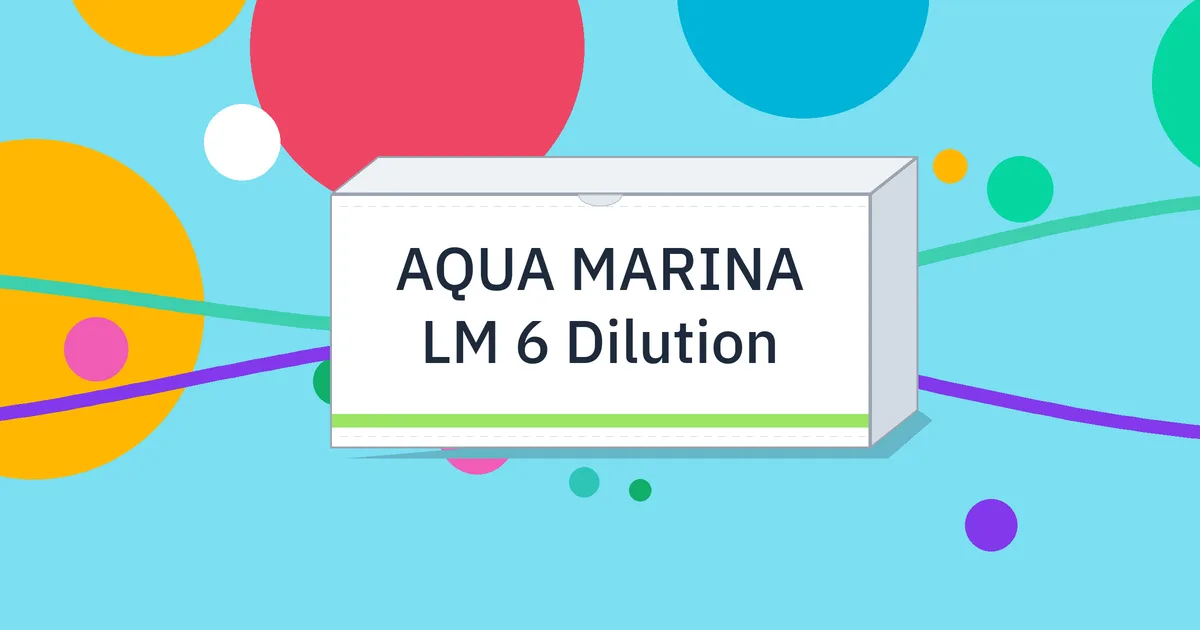 Symbolbild: Packung mit der Aufschrift AQUA MARINA LM 6 Dilution (PZN 12765452) – Verfügbarkeit und Bezug in Apotheken in Frankfurt am Main