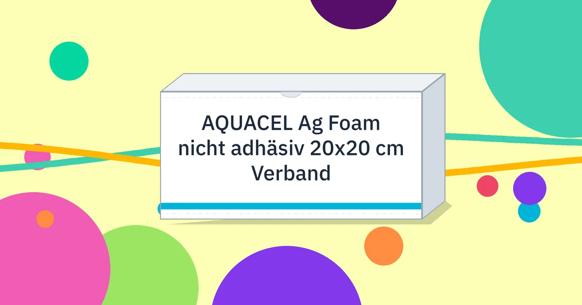 Symbolbild: Packung mit der Aufschrift AQUACEL Ag Foam nicht adhäsiv 20x20 cm Verband (PZN 12642040) – Verfügbarkeit und Bezug in Apotheken in Frankfurt am Main