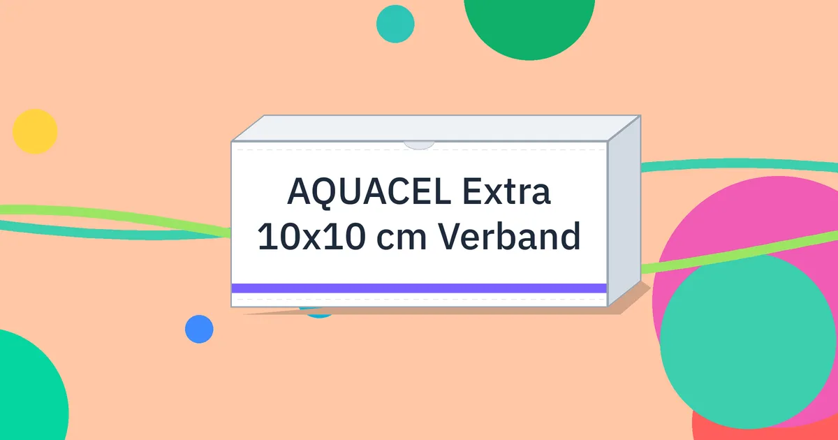 Symbolbild: Packung mit der Aufschrift AQUACEL Extra 10x10 cm Verband (PZN 18091865) – Verfügbarkeit und Bezug in Apotheken in Frankfurt am Main