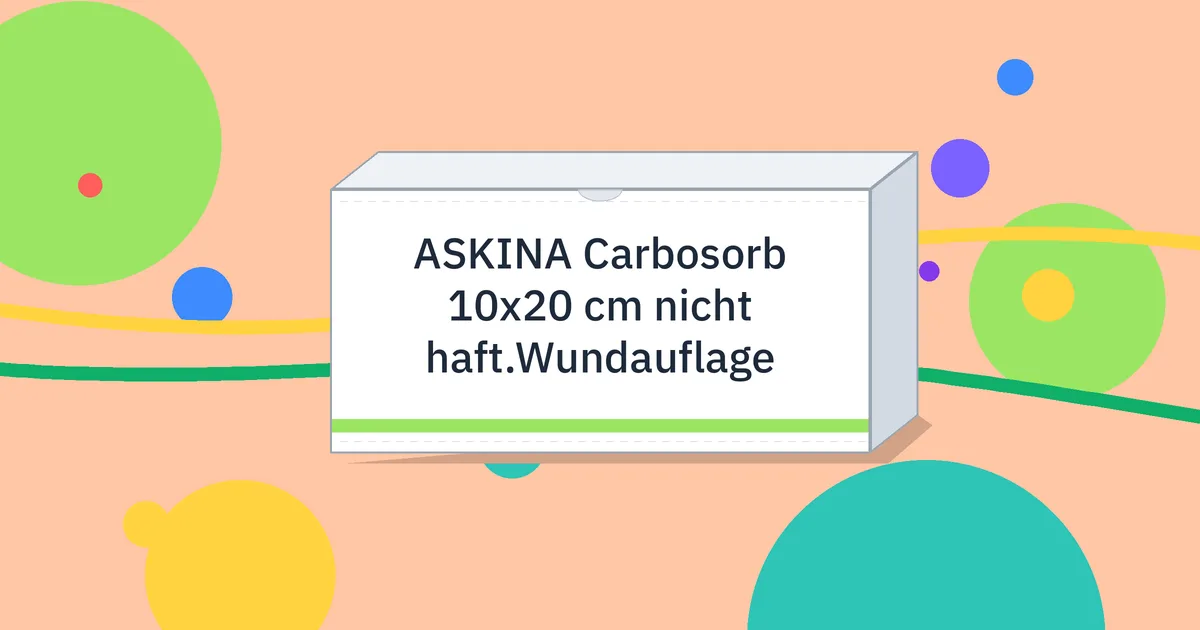 Symbolbild: Packung mit der Aufschrift ASKINA Carbosorb 10x20 cm nicht haft.Wundauflage (PZN 19194461) – Verfügbarkeit und Bezug in Apotheken in Frankfurt am Main