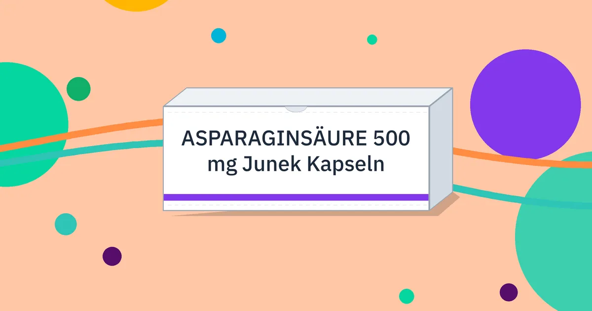 Symbolbild: Packung mit der Aufschrift ASPARAGINSÄURE 500 mg Junek Kapseln (PZN 00132351) – Verfügbarkeit und Bezug in Apotheken in Frankfurt am Main
