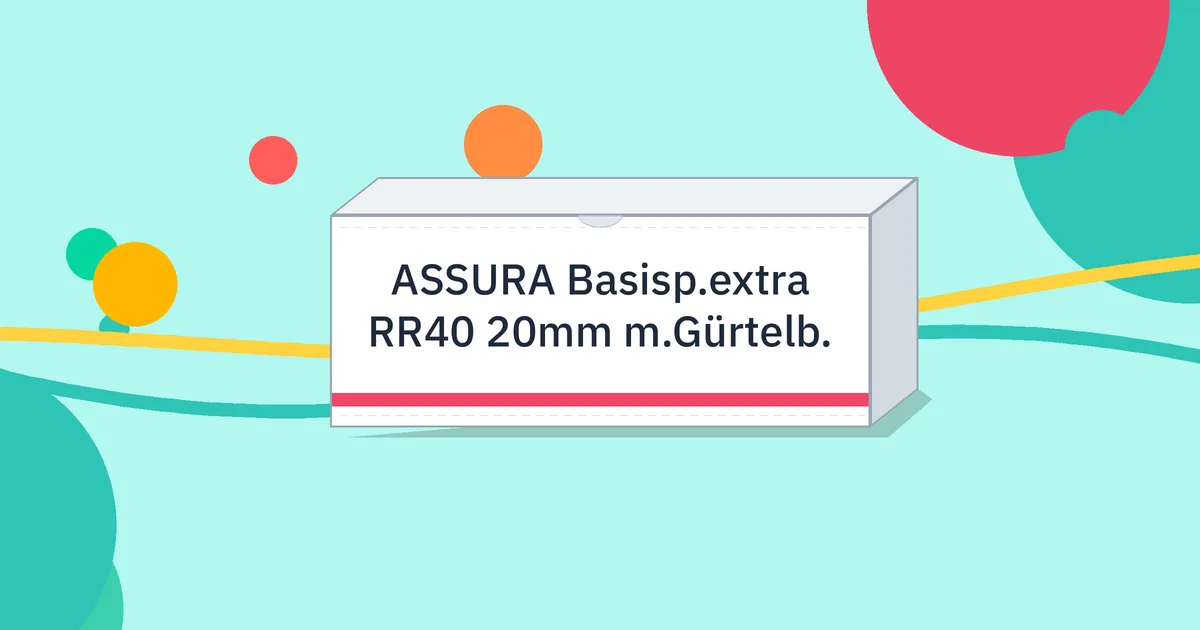 Symbolbild: Packung mit der Aufschrift ASSURA Basisp.extra RR40 20mm m.Gürtelb. (PZN 04077376) – Verfügbarkeit und Bezug in Apotheken in Frankfurt am Main