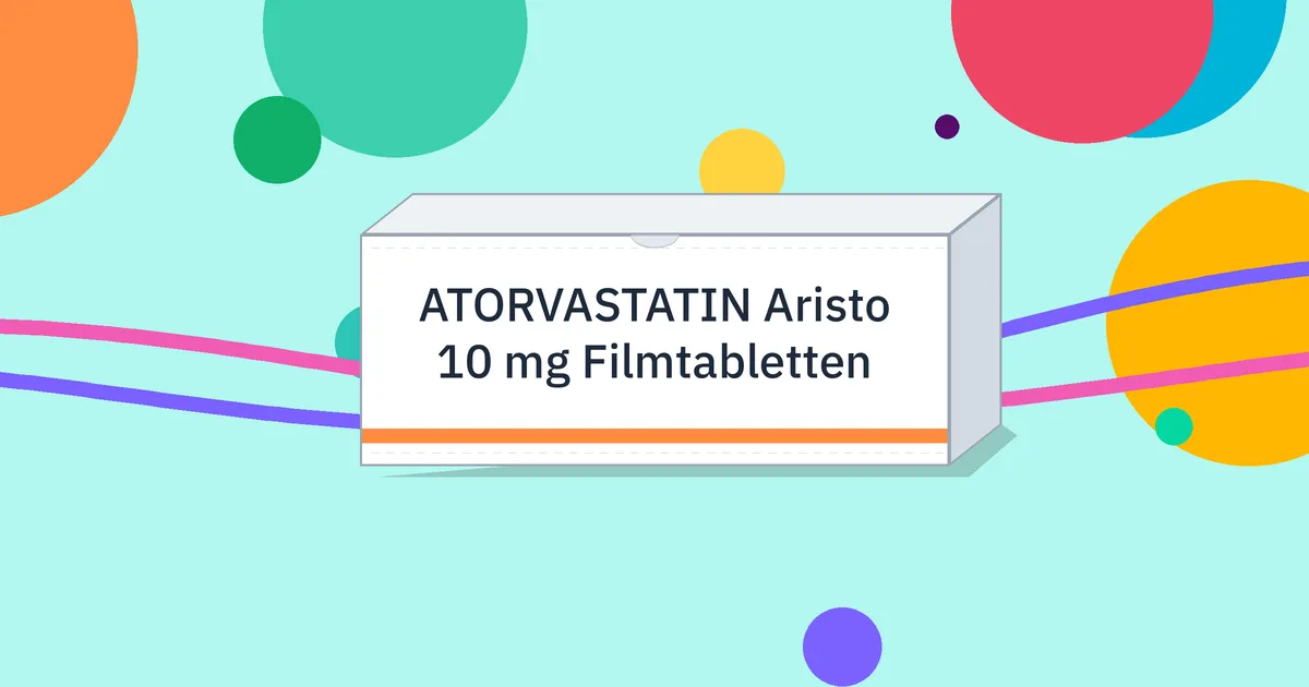 Symbolbild: Packung mit der Aufschrift ATORVASTATIN Aristo 10 mg Filmtabletten (PZN 09669957) – Verfügbarkeit und Bezug in Apotheken in Frankfurt am Main