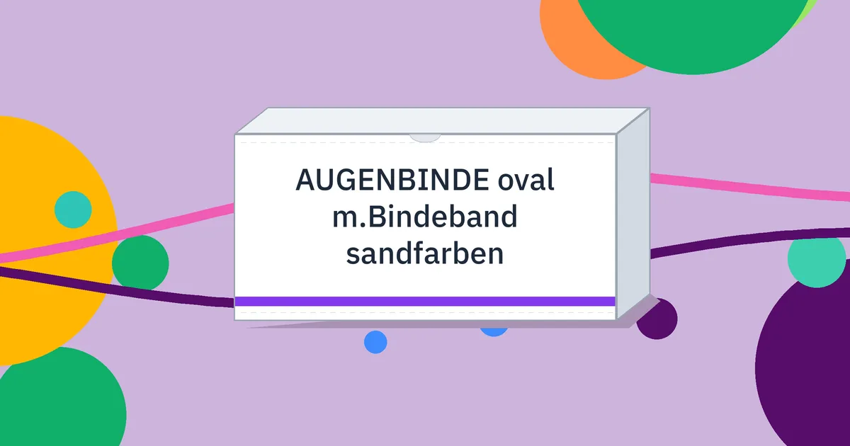 Symbolbild: Packung mit der Aufschrift AUGENBINDE oval m.Bindeband sandfarben (PZN 00173203) – Verfügbarkeit und Bezug in Apotheken in Frankfurt am Main