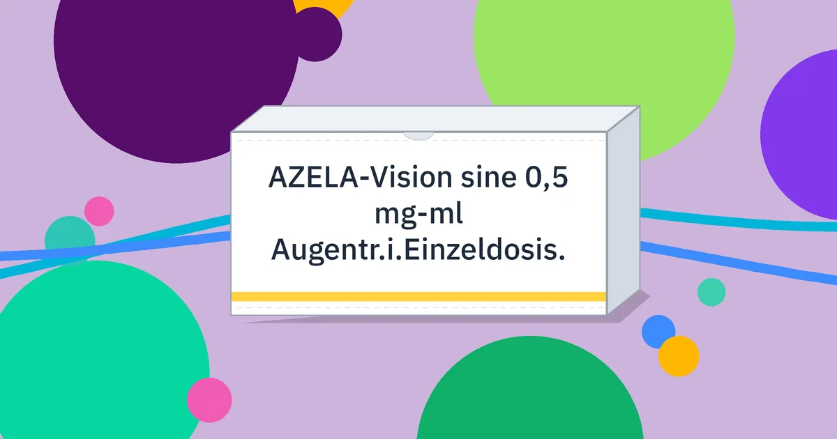 Symbolbild: Packung mit der Aufschrift AZELA-Vision sine 0,5 mg-ml Augentr.i.Einzeldosis. (PZN 02498286) – Verfügbarkeit und Bezug in Apotheken in Frankfurt am Main