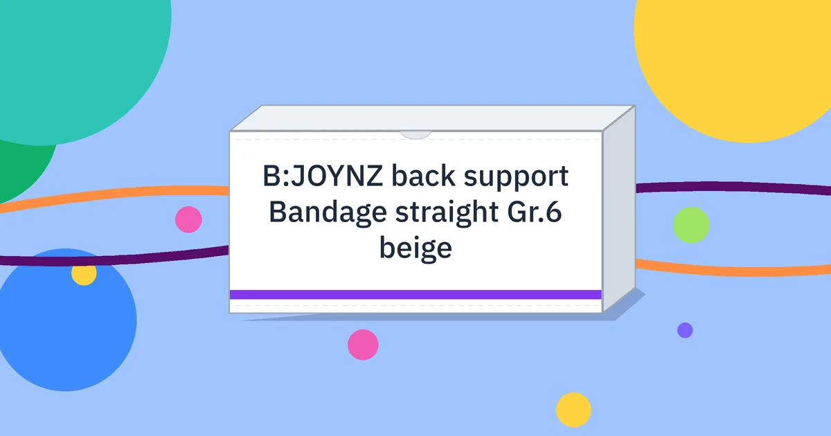 Symbolbild: Packung mit der Aufschrift B:JOYNZ back support Bandage straight Gr.6 beige (PZN 20521994) – Verfügbarkeit und Bezug in Apotheken in Frankfurt am Main