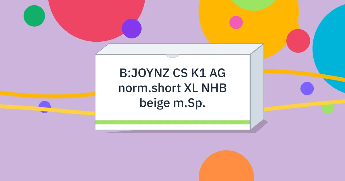 Symbolbild: Packung mit der Aufschrift B:JOYNZ CS K1 AG norm.short XL NHB beige m.Sp. (PZN 20530958) – Verfügbarkeit und Bezug in Apotheken in Frankfurt am Main