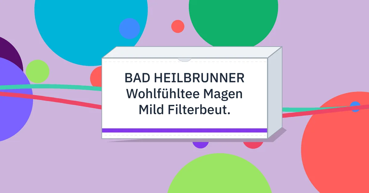 Symbolbild: Packung mit der Aufschrift BAD HEILBRUNNER Wohlfühltee Magen Mild Filterbeut. (PZN 13599458) – Verfügbarkeit und Bezug in Apotheken in Frankfurt am Main