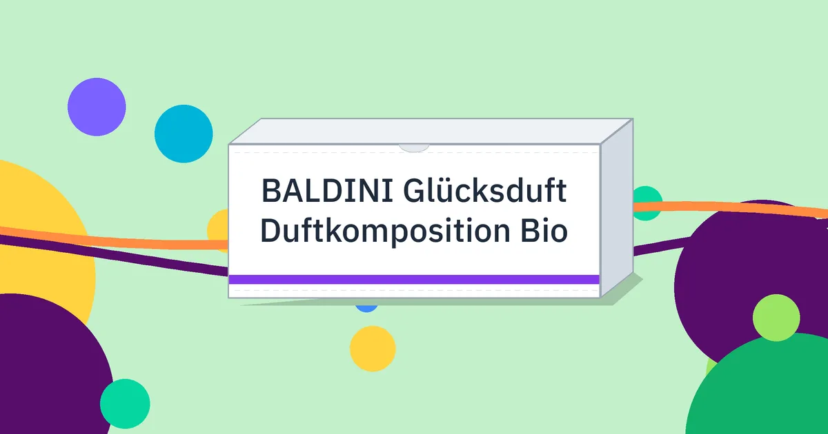 Symbolbild: Packung mit der Aufschrift BALDINI Glücksduft Duftkomposition Bio (PZN 19271084) – Verfügbarkeit und Bezug in Apotheken in Frankfurt am Main