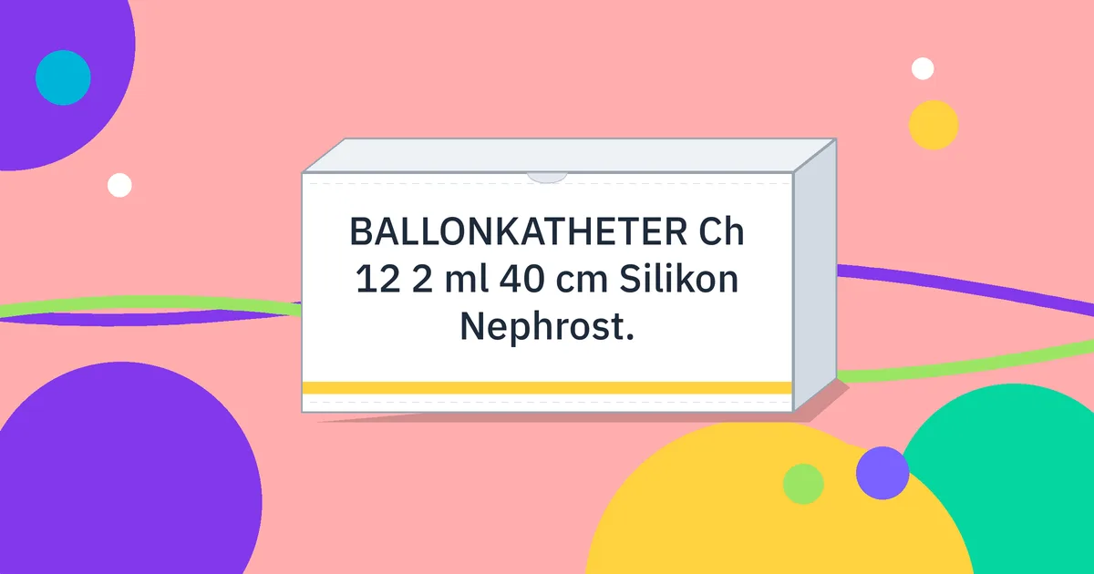 Symbolbild: Packung mit der Aufschrift BALLONKATHETER Ch 12 2 ml 40 cm Silikon Nephrost. (PZN 00786621) – Verfügbarkeit und Bezug in Apotheken in Frankfurt am Main