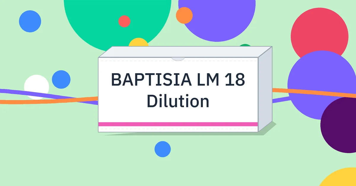 Symbolbild: Packung mit der Aufschrift BAPTISIA LM 18 Dilution (PZN 12788128) – Verfügbarkeit und Bezug in Apotheken in Frankfurt am Main